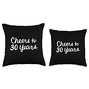 Happy 30th Pearl Wedding Anniversary Gifts Store Cheers to 30 Years 30th Pearl Wedding Anniversary Throw Pillow, 16x16, Multicolor
