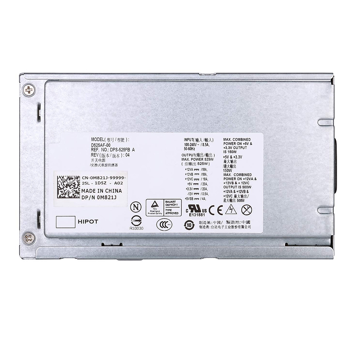 Li-SUN D525AF-00 525W Power Supply w/Cables Compatible with Dell Precision T3500 P/N: D525A001L H525AF-00 H525EF-00 HP-D5252E0 HP-D5253A0 N525EF-00 0G05V 6W6M1 M822J U597G X008G