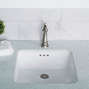 KRAUS Elavo 17-inch Square Undermount White Porcelain Ceramic Bathroom Sink with Overflow, KCU-231