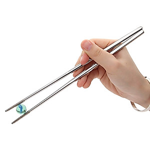 Devico Chopsticks, Metal Chopsticks, 18/10 Stainless Steel Chopstick Set, Reusable, Dishwasher Safe (5 pairs)