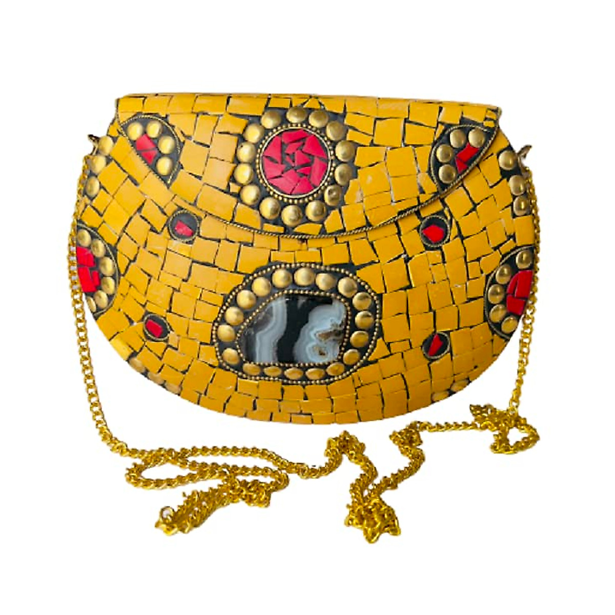 Metal Mosaic Yellow Clutch Bag