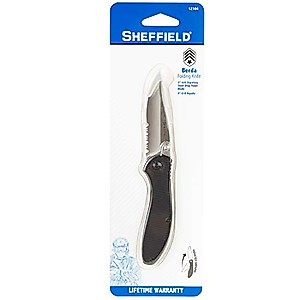 Sheffield 12164 Berda Assisted Open Knife, 3 Inch Blade EDC Knife, for Survival Gear, Self Defense, and More, G10 Handle, Partially Serrated
