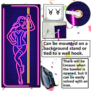 Neon Pole Dance Hot Sexy Girl Banner Pole Dancing Theme Backdrop Decor for Bachelorette Bridal Shower Birthday Party Decorations Chair Dancing Party P Valley Party Supplies Favors Photo Booth Props