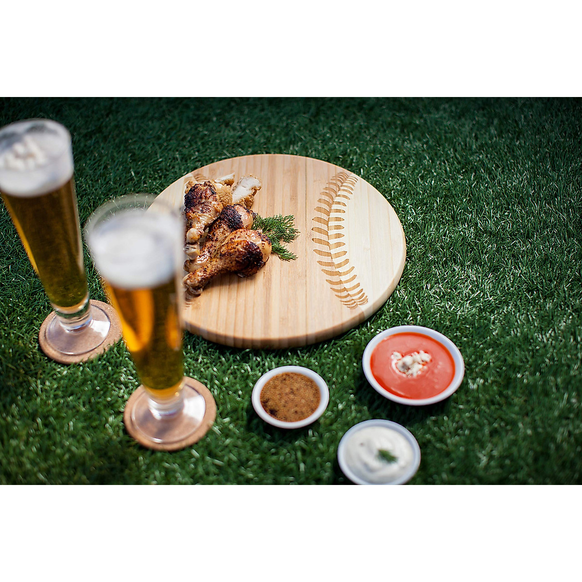 TOSCANA - a Picnic Time brand Home Run Baseball Cheese Board, Novelty Charcuterie Board, Serving Platter - Cheese Boards Charcuterie Boards, Wood Cutting Board, (Bamboo)