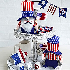 APODESS 18 Pcs Precut Gnome Beard,Independence Day Gnome Faux Fur Costume Beard Handmade Dwarf Beard for Crafts 4th of July Patriotic Halloween Fall Christmas Party Decor