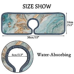Kitchen Faucet Absorbent Mat 2 Pieces Abstract Golden Turquoise Marble Texture Faucet Sink Splash Guard Bathroom Counter and RV,Faucet Counter Sink Water Stains Preventer