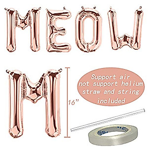 Tellpet Cat MEOW Letter Balloons, Cat Birthday Party Decorations, Rose Gold