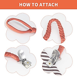 Duludulu 7 Pcs Braided Pacifier Clips for Boys and Girls, Pacifier Holder Baby Binky Clips Handmade Cotton Modern Unisex Pacifier Smoother Clip Fits All Pacifiers for Shower Birthday Gifts