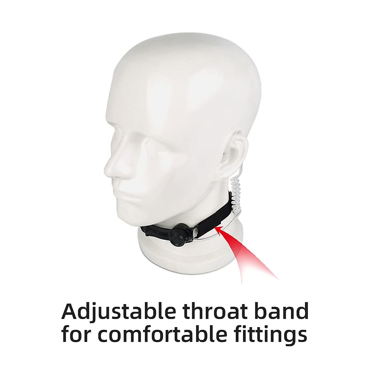 BANDARICOMM Tactical Throat Mic Headset for Military, Tactical Laryngophone Earpiece Covert Acoustic Earpiece for Kenwood, BaoFeng Walkie Talkie Two Way Radios Black