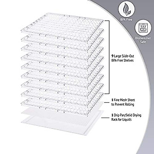 Ivation 9 Tray Countertop Digital Food Dehydrator Drying Machine 600w with Preset Temperature Settings, Auto Shutoff Timer and Even Heat Circulation for Beef Jerky, Fruits, Vegetables & Nuts