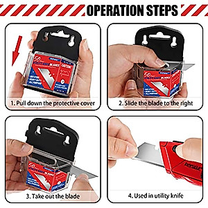 DIYSELF 2Pack Utility Knife Box Cutter Retractable and 50Pack Utility Knife Blades Box Cutter Blades