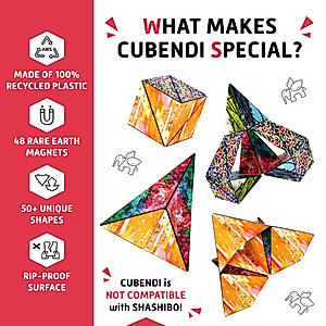 CUBENDI Geometric Origami Puzzle - Infinity Fidget Cube for Adults, Kids & Teens – Mesmerizing & Magnetic Shape Shifting Box w/48 Rare Earth Magnets - by Fun in Motion Toys (Scribble)