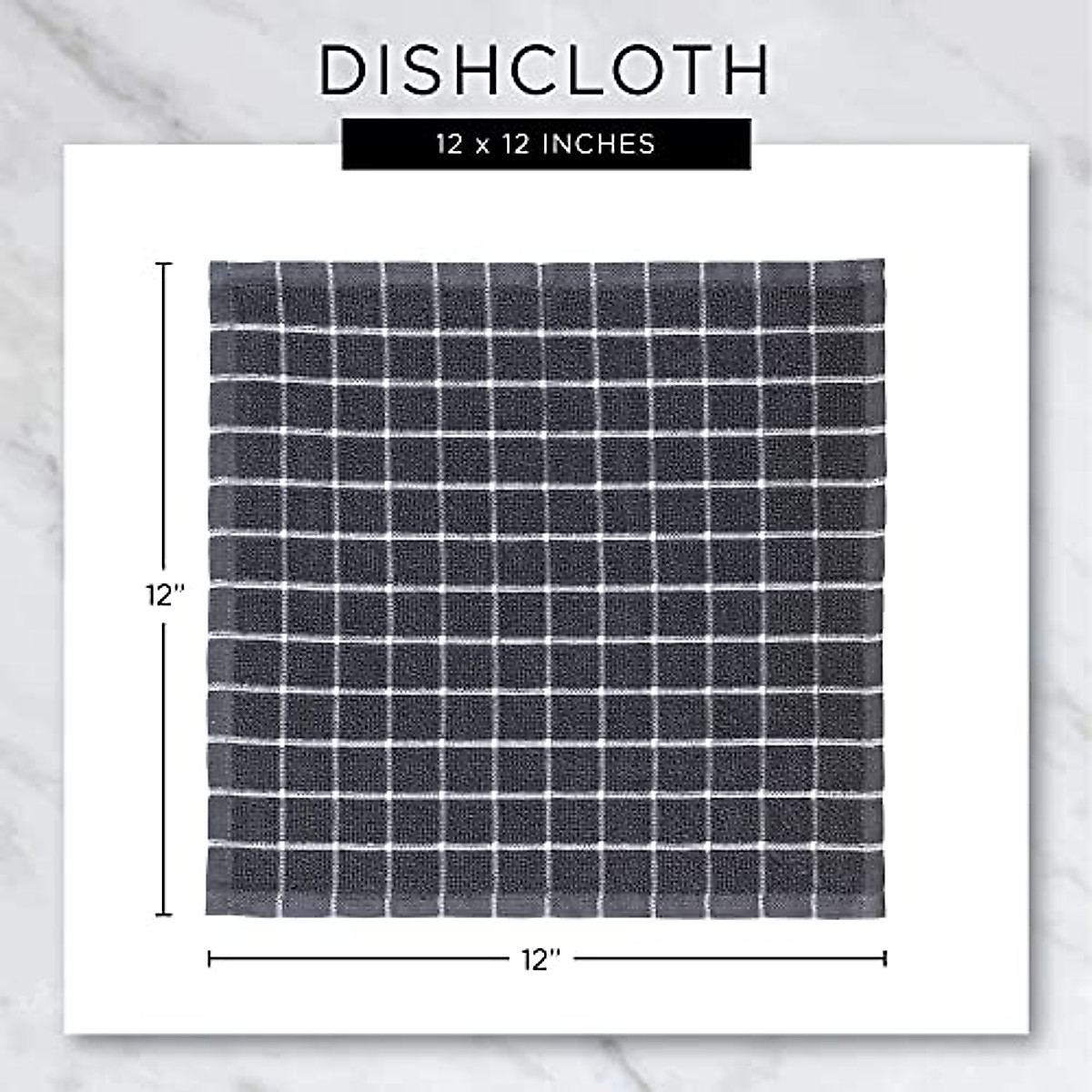 DII Basic Terry Collection Solid Windowpane Dishcloth Set, 12x12, Dark Green, 6 Piece