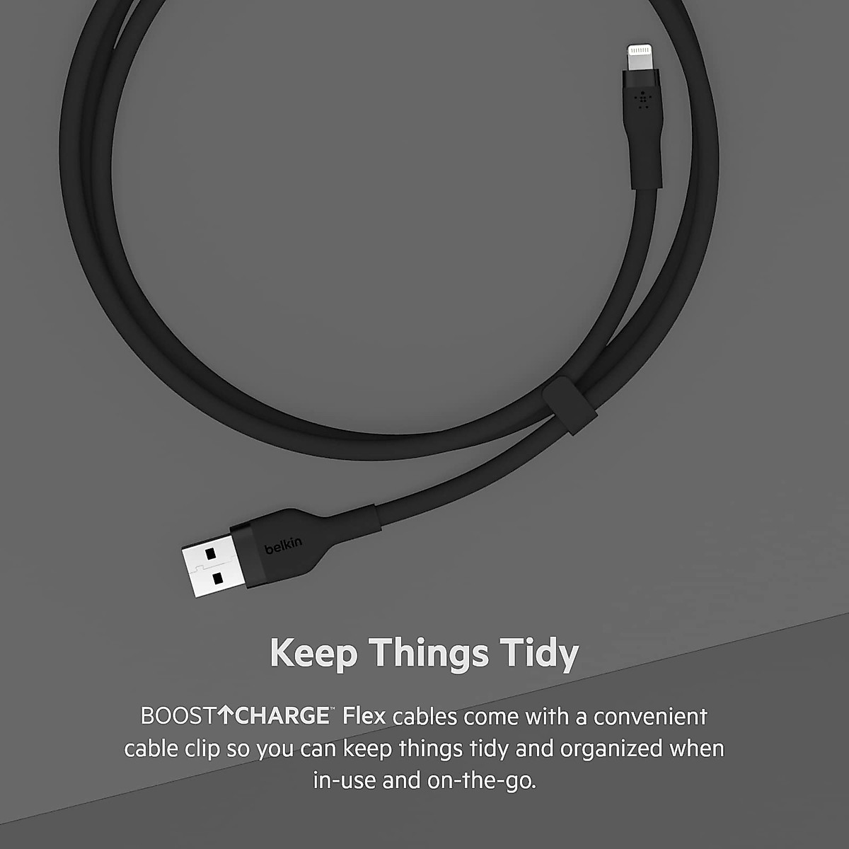 Belkin BoostCharge Flex Silicone USB Type A to Lightning Cable (1M/3.3FT), MFi Certified Charging Cable for iPhone 13, 12, 11, Pro, Max, Mini, SE, iPad and More, 2-pack, Black