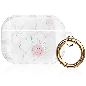 MOLOVA Airpods Pro Case Flower with Keychain Cute Floral Print Airpod Pro Protective Hard Case Cover for Apple Airpod Pro Charging Case LED Visible (Morning Glory)