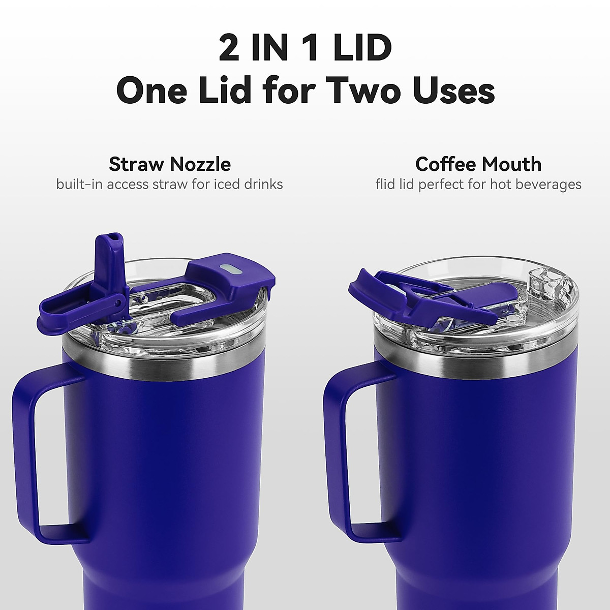 30oz Tumbler with Handle, Insulated Leak Proof Coffee Travel Mug with Straw Lid Double Wall Stainless Steel Vacuum Tumblers Metal Cup Keep Hot and Iced Drink for Gym, Office, Camping, Blue 1 Pack