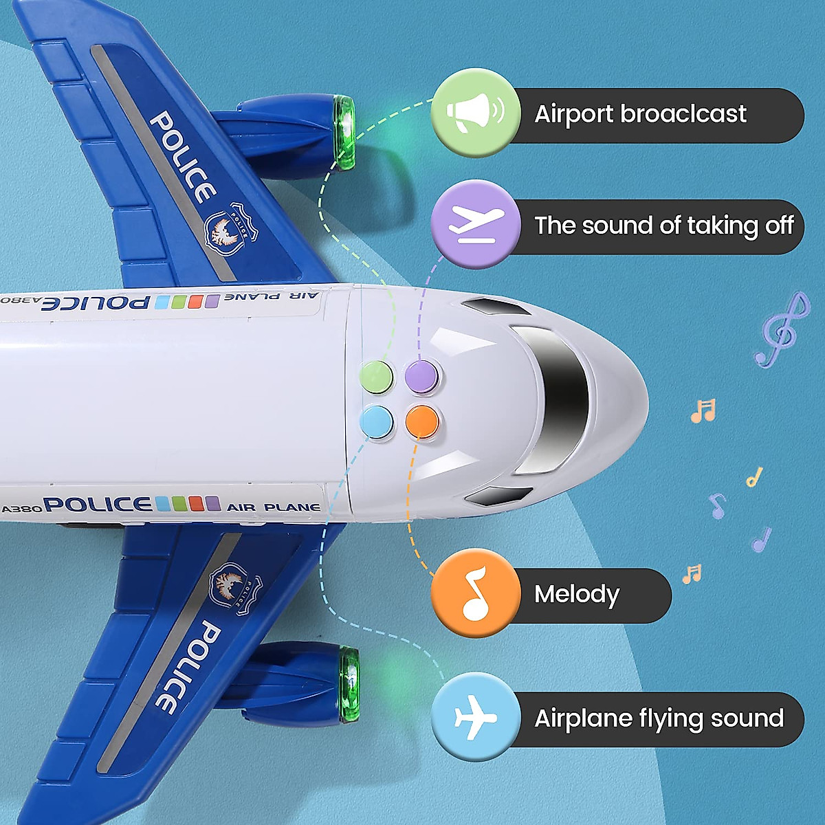 CUTE STONE Transport Cargo Airplane Toy with Music and Light, Toy Airplane Car Toy Play Set with Vehicle Car Toy, Contruction Toy Accessories, for 3+ Years Old Boys & Girls