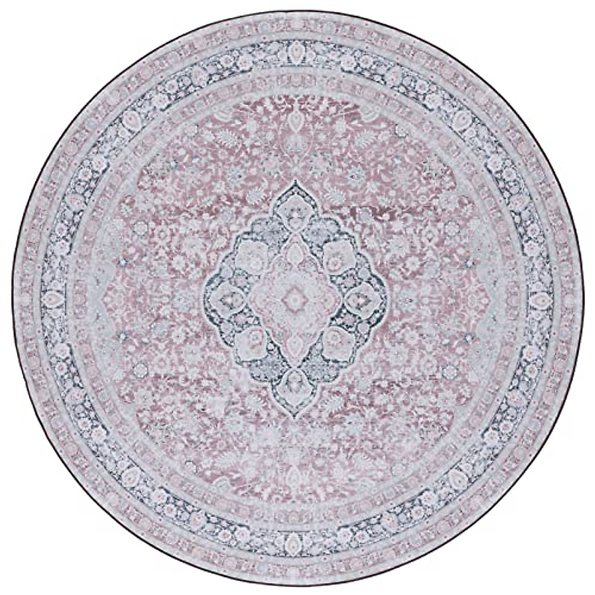 SAFAVIEH Tucson Collection Area Rug - 6' Round, Rust & Sage, Persian Medallion Design, Non-Shedding Machine Washable & Slip Resistant Ideal for High Traffic Areas in Living Room, Bedroom (TSN191P)