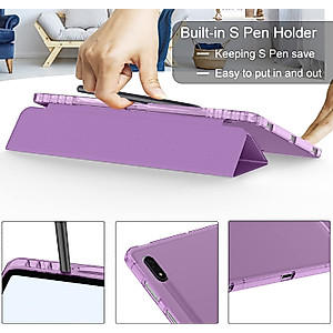 Soke Galaxy Tab S8+/S7 FE/S7 Plus 12.4 inch Case with S Pen Holder, Translucent Soft TPU Back Cover for Samsung Tab S8+ 2022/S7 FE 2021/S7 Plus 2020 [SM-X800/X806/T730/T736B/T970/T975],Violet