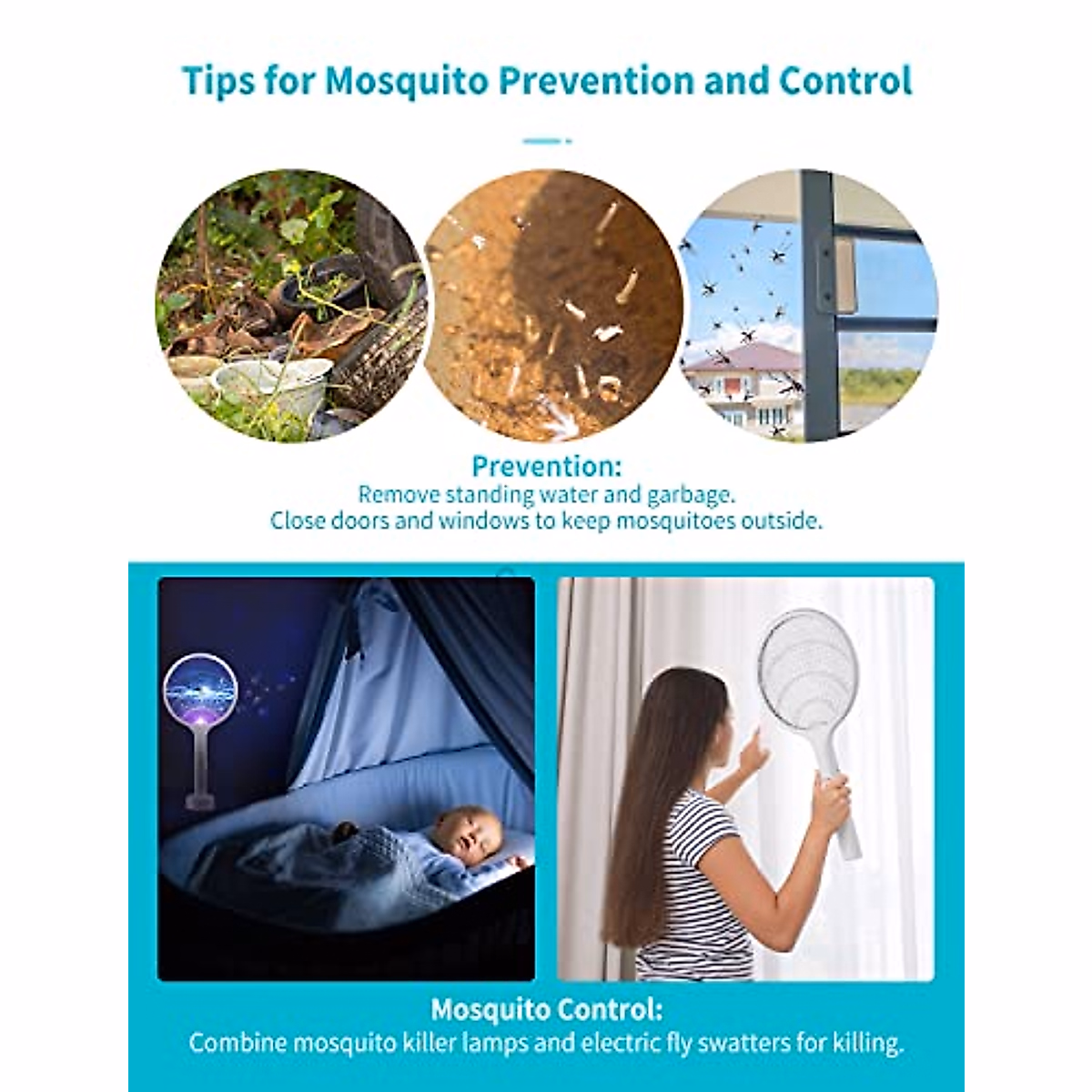 YISSVIC Electric Fly Swatter 2 Pack Bug Zapper Racket 4000 Volt Dual Modes Fly Zapper Rechargeable for Indoor Home Office Backyard Patio Camping (2 Packs)