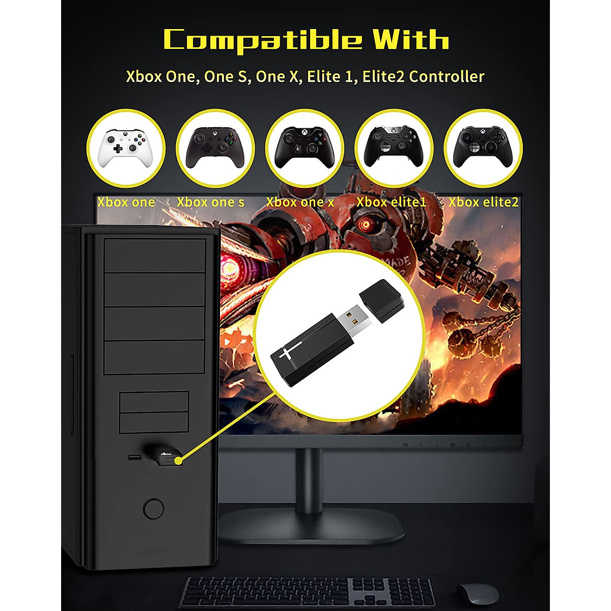 OLCLSS Wireless USB Adapter, Compatible with Xbox Controllers, Low Latency, Faster Data Transmission, 100% Satisfied