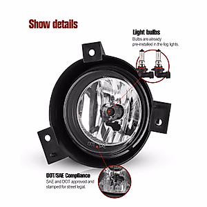 AUTOWIKI Fog Lights For Ford Ranger 2001-2003 Fog Light Assembly 2PCS OEM Replacement Fog Lamps