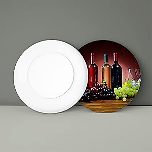 Kalen Still Life Wine Grapes Bottle Stemware Decorative Plate Wall Hanging Wedding Gifts Household for Home Decor Porcelain Plates with Display Stand 6 inches