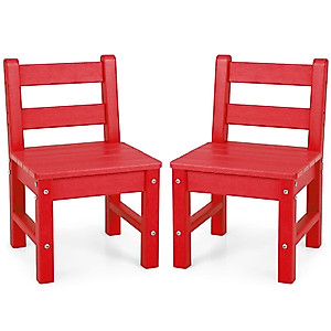 Costzon Kids Chair, 2PCS All-Weather & Heavy-Duty Children Learning Chairs w/Backrest for Playroom, Nursery, Backyard, Garden, Indoor & Outdoor Gift for Boys Girls, Waterproof Toddler Chair (Red)