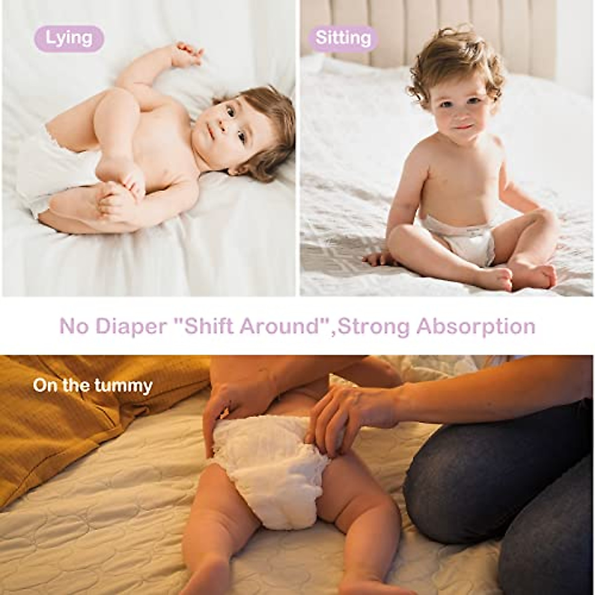 Babycozy Boucy Soft Newborn Diapers for Sensitive Skin, Hypoallergenic Disposable Diapers, Plain White Diapers Without Chlorine, Soft Diapers for Baby&Infant&Preemie, Size 1(8-14lb) 82 Count