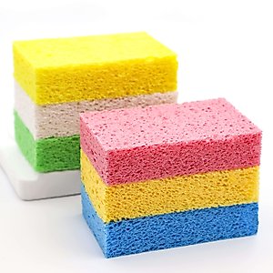 ARCLIBER Cellulose Sponges,Heavy Duty Scrub Kitchen Sponge,Clean Tough Messes Without Scratching Sponges Kitchen(6 Pack, Thick)