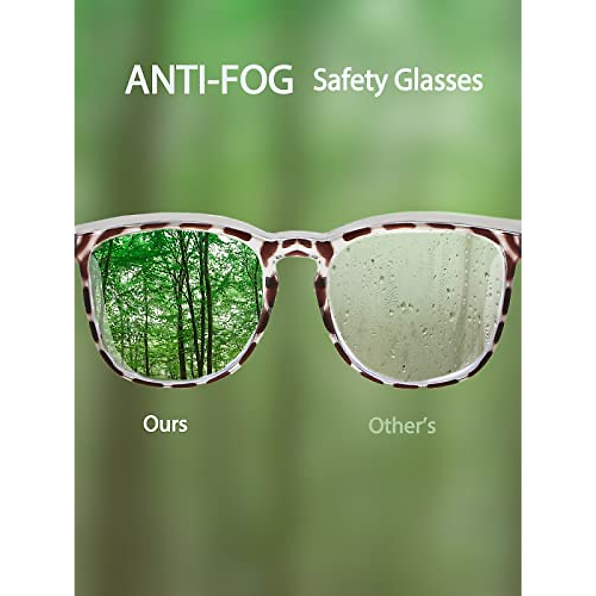 Feaglo Safety Glasses, Anti Fog Safety Goggles for Women Men, Blue Light Blocking with Clear Lens, 4Pack Stylish Eye Protection Glasses with side Shield