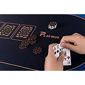 PLAYWUS Clay Poker Chips Set, Professional Poker Set with 300 Pcs 13 Gram Blank Chips, Cards, and Dice, Poker Set Aluminum Alloy Case for Texas Holdem, Blackjack Gambling