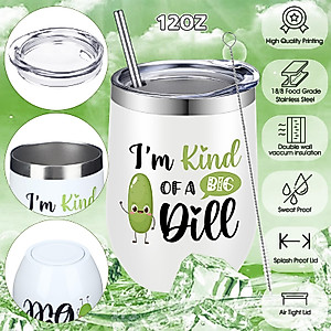 Soaoo Funny Pickle Gifts for Pickle Lovers Just a Girl Who Loves Pickles Makeup Bag Insulated 12 oz Stainless Steel Tumbler Pickle Sock Gift Box with Card Pickle Christmas Gift(Pink and White)