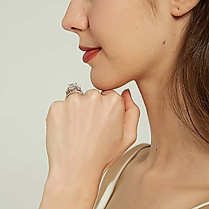 BERRICLE Sterling Silver 3-Stone Wedding Engagement Rings Oval Cut Cubic Zirconia CZ Ring Set for Women, Rhodium Plated Size 8