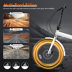 DCEHKR 20-inch Foldable Bike Folding Bicycle with 7-Gear Transmission, Height Adjustable Seat Foldable Bicycle Suitable for Adult Riding, Men Riding, Women Riding, Ships in The US (Straight Bar)