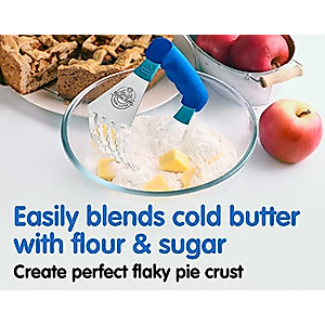 PASTRY QUEEN Pastry Cutter, Perfect Flaky Pie Crust, Dishwasher Safe Dough Blender, Easy Grip Handle & Stainless Steel Blades