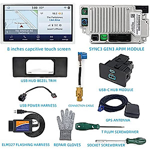 ZAORD 2022 Ford SYNC 2 to SYNC 3 Upgrade Kit for Ford 2011-2016 F150 SYNC 2 to SYNC 3 Kit, USB-C Hub Module Supports Apple Carplay, Built-in NA221 North America Map