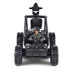 Sunny Days Entertainment Delta Attack Vehicle – Playset with Action Figure and Realistic Accessories | Military Toy Set for Kids – Elite Force, Black