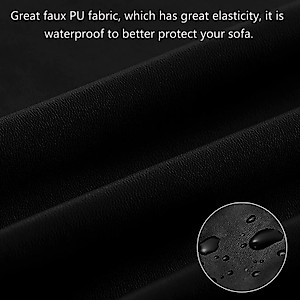 1 Pair Sofa Arm Cover, PU Leather Stretch Armrest Cover Anti-Slip Furniture Protector Slipcovers for Armchairs Sofa Couches Recliner-Taupe