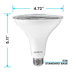 LUXRITE Dusk to Dawn PAR38 LED Bulb, 90W Equivalent, Automatic On Off Sensor, 5000K Bright White, 1250 Lumens, Wet Rated, Outdoor Security Spotlight, UL Listed, E26 Base (2 Pack)