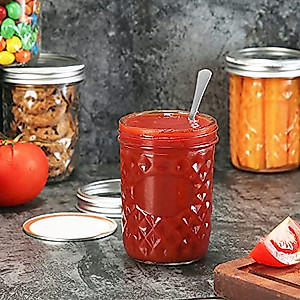 YEBODA 16 oz Mason Jars Wide Mouth Canning Jars 12 Pack Glass Jars with Silver Metal Airtight Lids and Bands for Jam, Honey, Wedding Favors, Shower Favors, Yogurt, Sauces, Overnight Oats