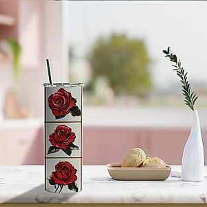 red roses insulated tumblers coffee cup Gift，red roses Drinking Glasses-Tea Cup-Coffee Mug tumbler with lid and straw 20 oz insulated tumbler cups