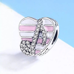 Musical Note Charm 925 Sterling Silver Love Music Charm Beads for 3mm Charms Bracelet & Necklace