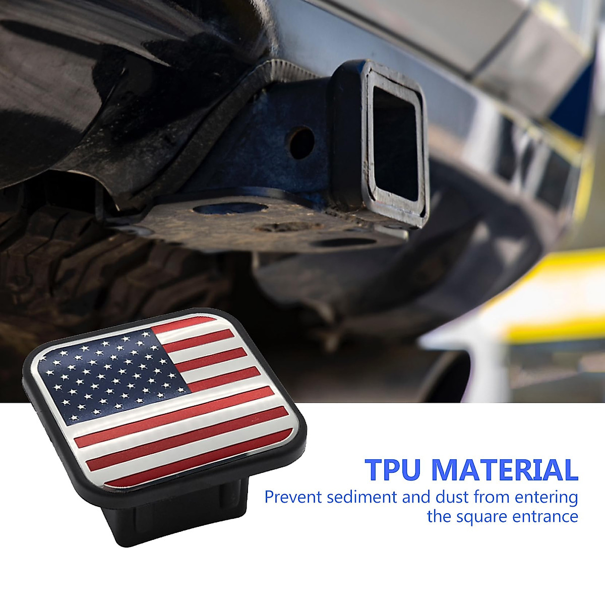 ZBGUN 2 Inch American Flag Trailer Hitch Cover Tow Hitch Covers Plug Cap Rubber Fits，for Toyota Jeep Chevrolet Ford Nissan Dodge Ram Porsche Range Rover Honda Ridgeline 2 Inch Hitch Receivers (Red)