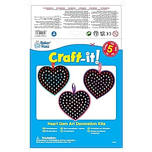 Baker Ross Heart Gem Art Decoration Kits-Pack of 5, Valentines Crafts for Kids (FC463), Assorted