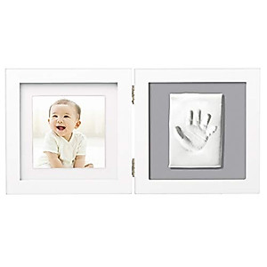 Little Pear Baby's Print Keepsake Desk Frame, Handprint And Footprint Imprint Kit, Folding Tabletop Frame, 4x6 Photo Insert, Gift For New And Expecting Moms, White