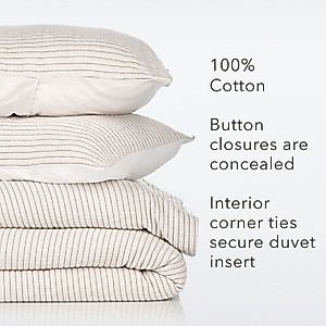 Nate Home by Nate Berkus 3-Piece Cotton Matelasse Duvet Cover Set | Lightweight Breathable Bedding from mDesign - King Size - Includes 1 Duvet Cover, 2 Pillow Shams, Pearl/Morel (Cream)