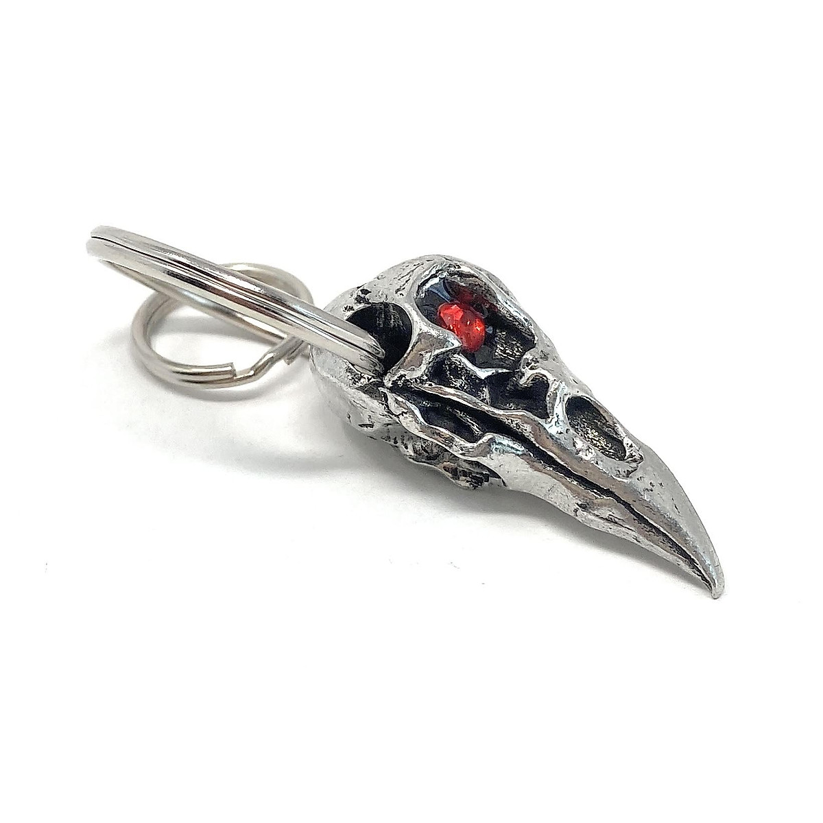 Bravo Bells Raven Skull Diamond Keychain - Pewter Keychain for Bikers - Made in The USA