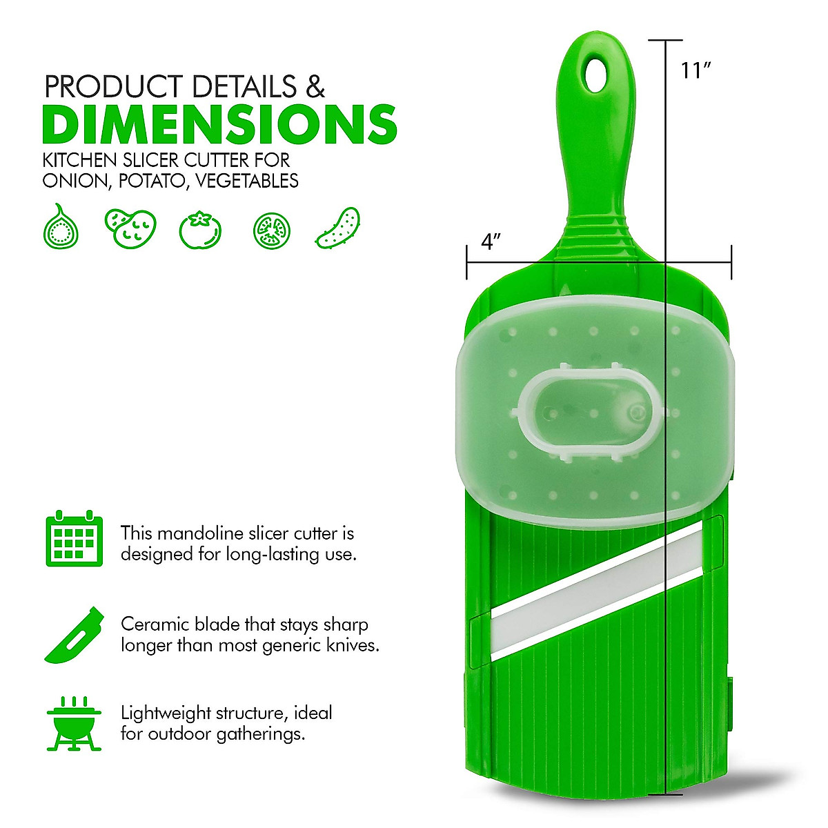 Mandoline Slicer Ceramic Blade Hand Guard Grater Kitchen Cutter Onion Potato Vegetables, Exultimate