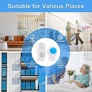 CallToU Portable Bed Alarm Caregiver Pager and Fall Prevention for Elderly Monitoring Dementia Patients Seniors Home, 2 Receiver 2 Magnetic Motion Detectors